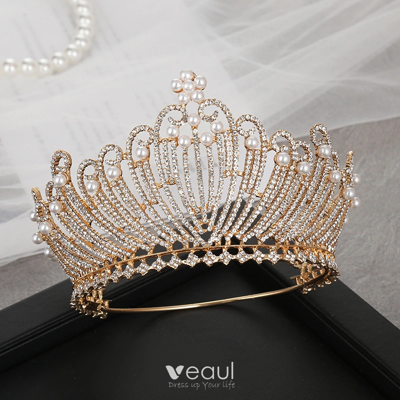 Vintage Gold Diadem Haarschmuck Braut 2020 Legierung Strass Perle ...