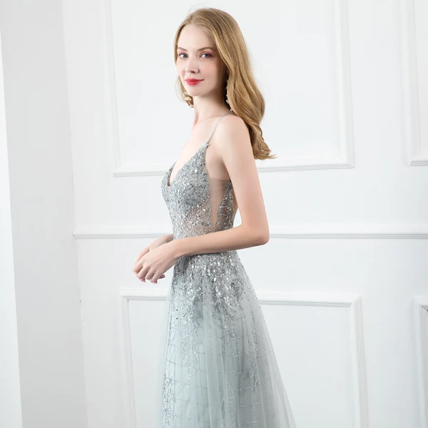 Illusion Grey See-through Evening Dresses 2020 A-Line / Princess ...