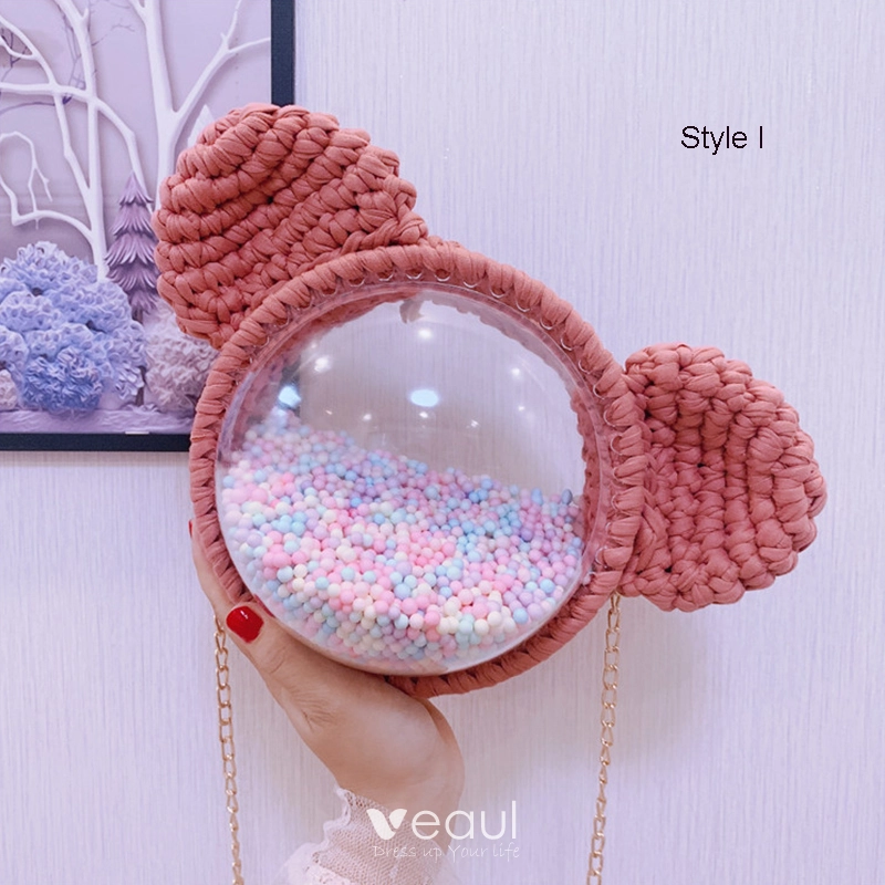 Lovely Brown Bear Braid Round Clutch Bags 2021