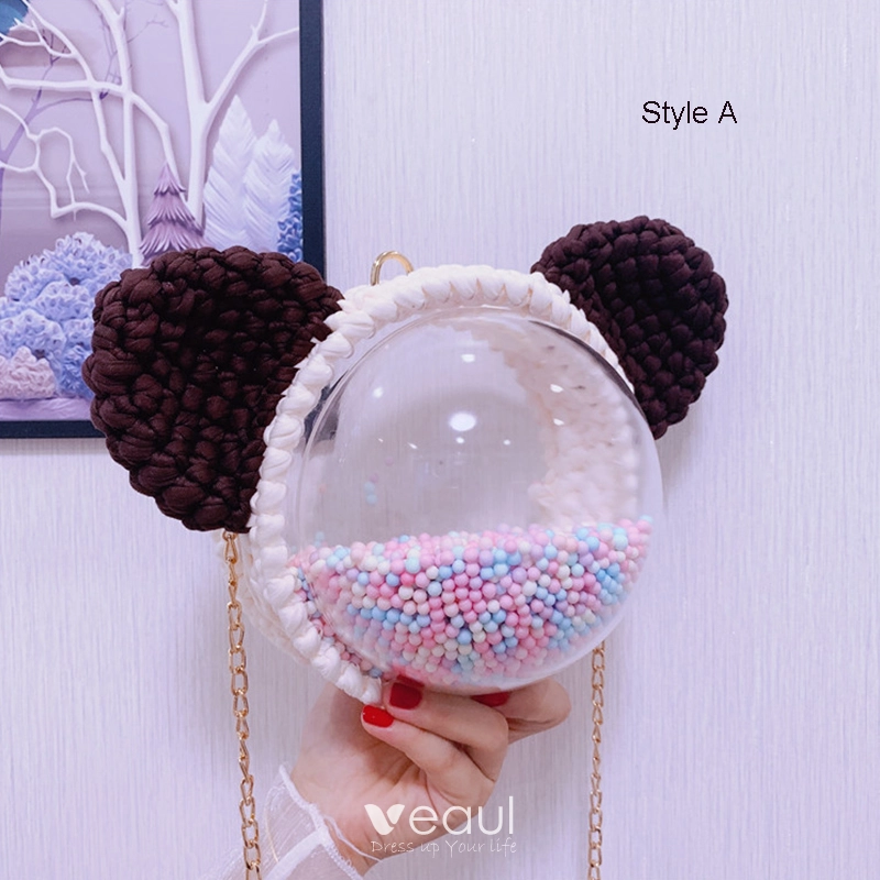 Lovely Brown Bear Braid Round Clutch Bags 2021