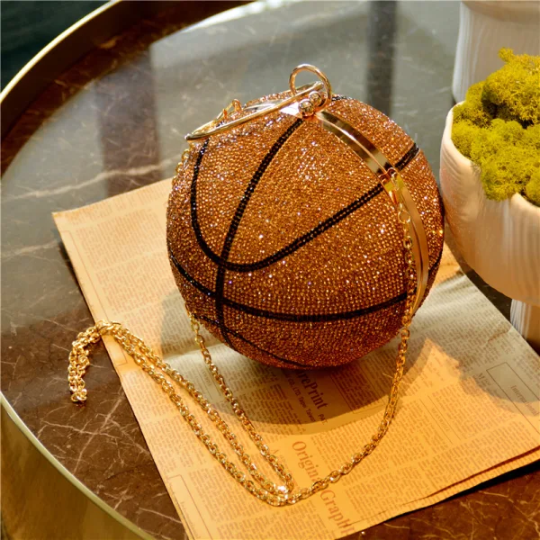Glitzernden Champagner Strass Basketball Runde Clutch Tasche 2021