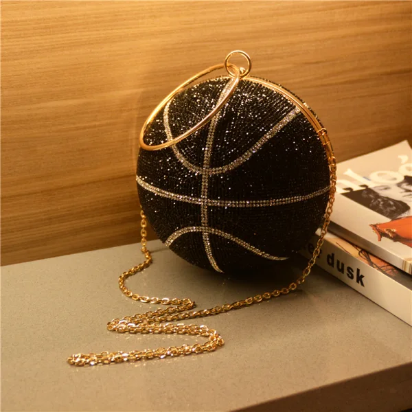 Glitzernden Champagner Strass Basketball Runde Clutch Tasche 2021