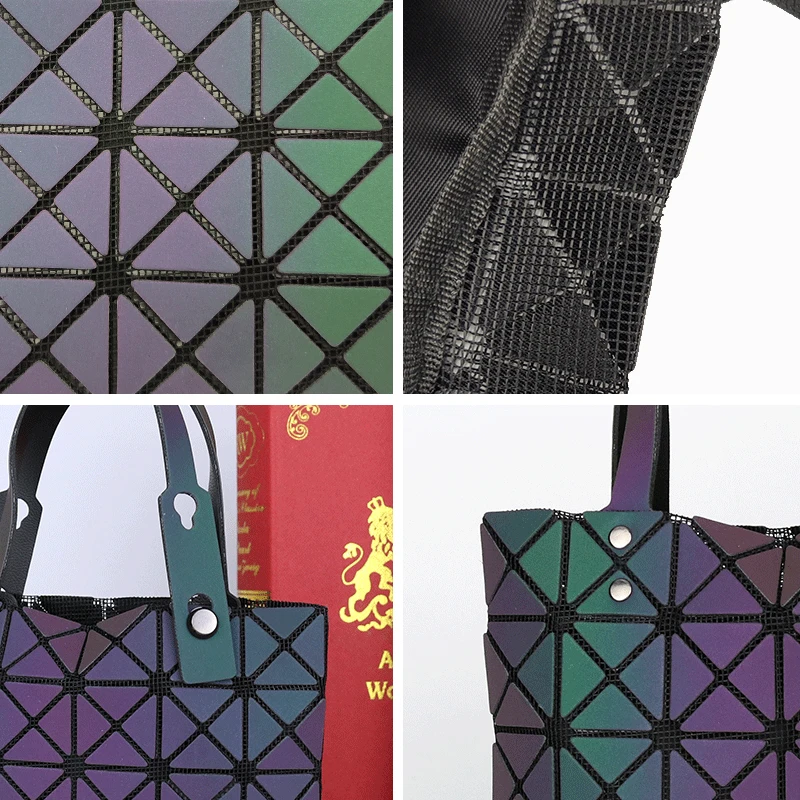 Multi-Colors Foldable Luminous Geometric Square Handbag 2021 PU ...