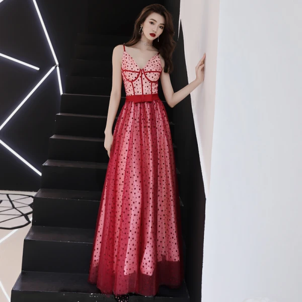 Modern / Fashion Red Prom Dresses 2019 A-Line / Princess Spaghetti ...