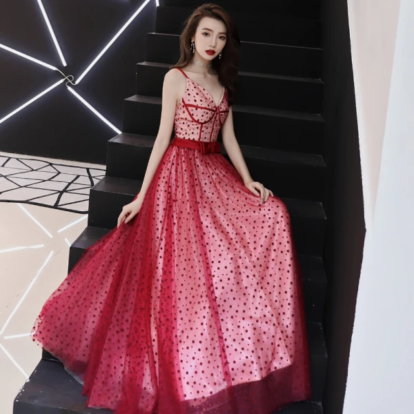 Modern / Fashion Red Prom Dresses 2019 A-Line / Princess Spaghetti ...