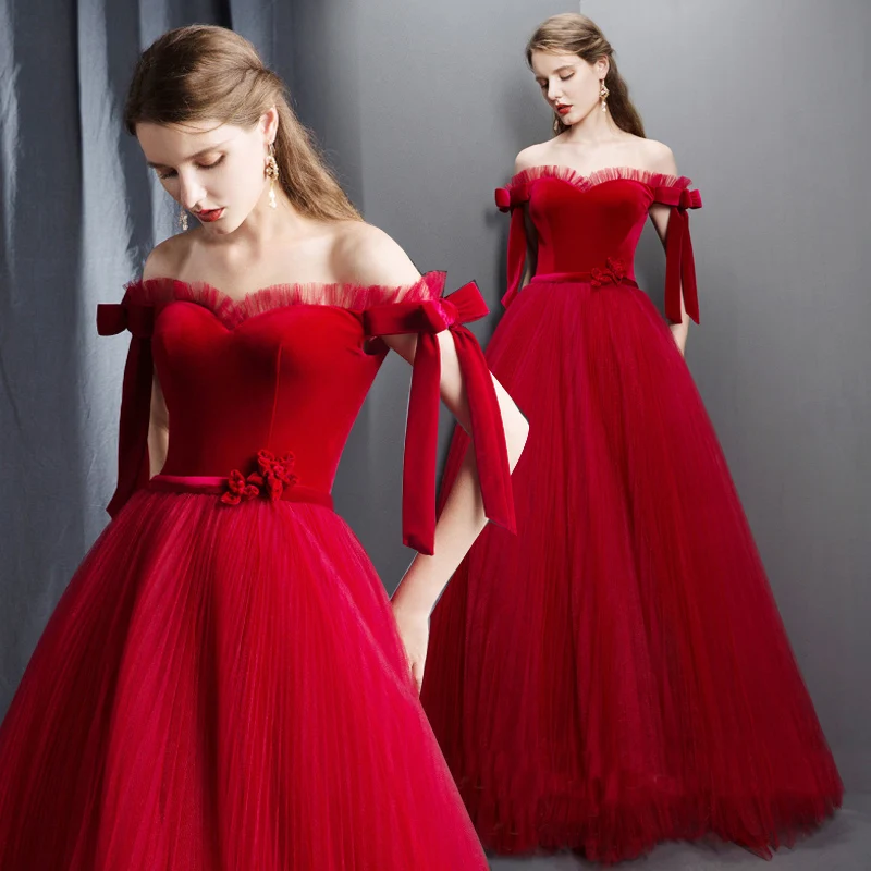 Modern / Fashion Red Prom Dresses 2019 A-Line / Princess Off-The ...