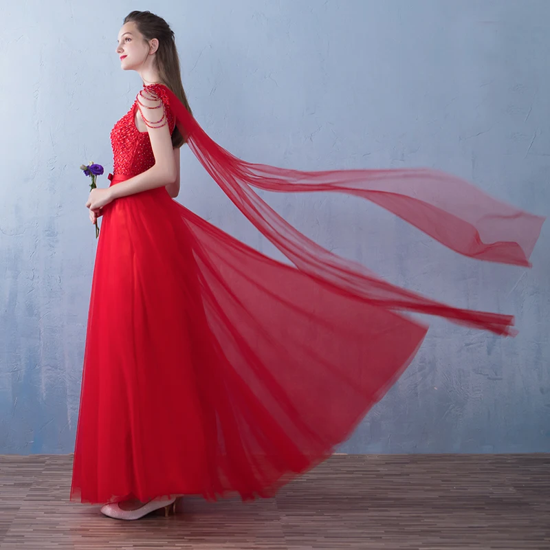 Affordable Red Prom Dresses 2019 A-Line / Princess Beading Bow V-Neck ...