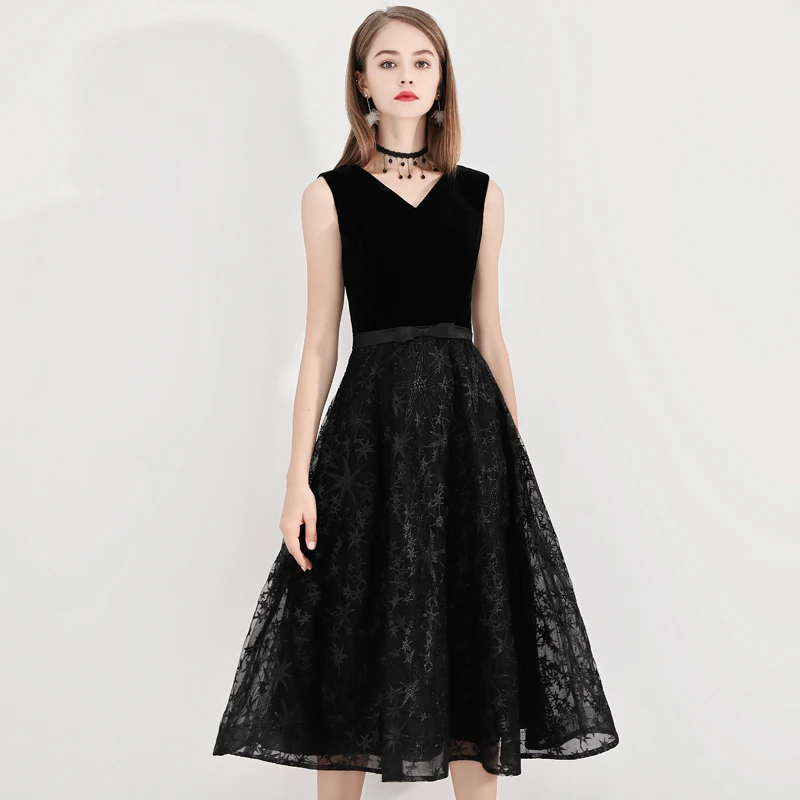 Modest / Simple Homecoming Little Black Dress 2020 A-Line / Princess V ...