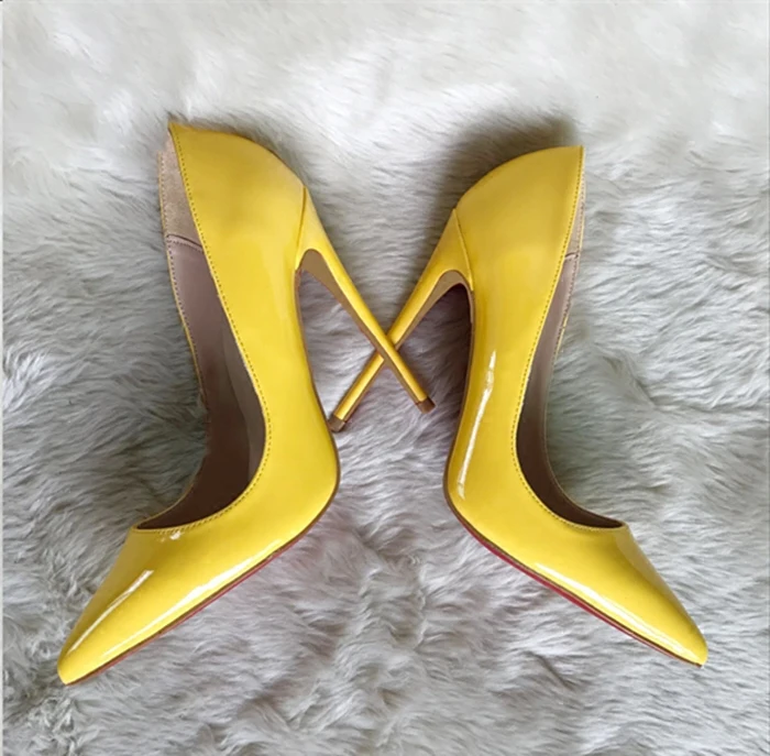 Chic / Beautiful Yellow Office OL Patent Leather Pumps 2020 12 cm ...