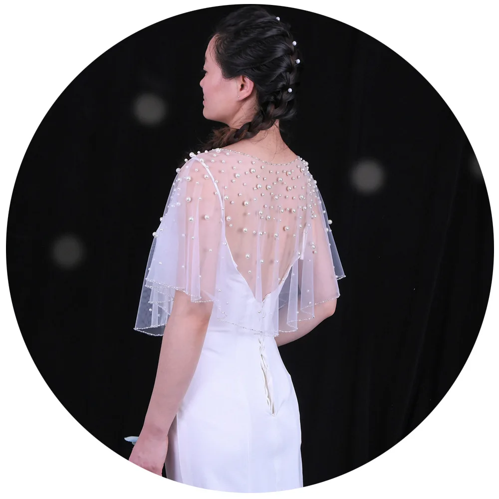Chic / Beautiful White Bridal Wedding Pearl shawl 2023