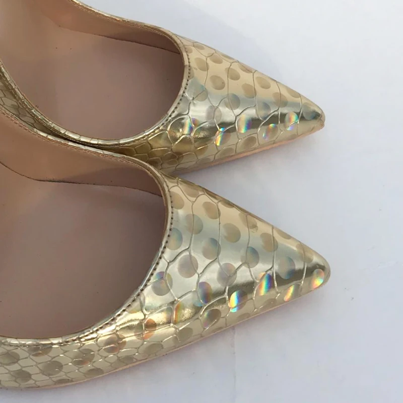 Chic / Beautiful Gold Laser Casual Pumps 2019 Leather 12 cm Stiletto ...