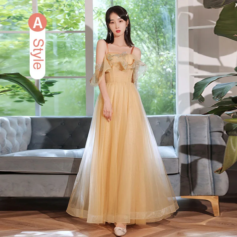 Chic / Beautiful Yellow Lace Flower Bridesmaid Dresses 2021 A-Line ...
