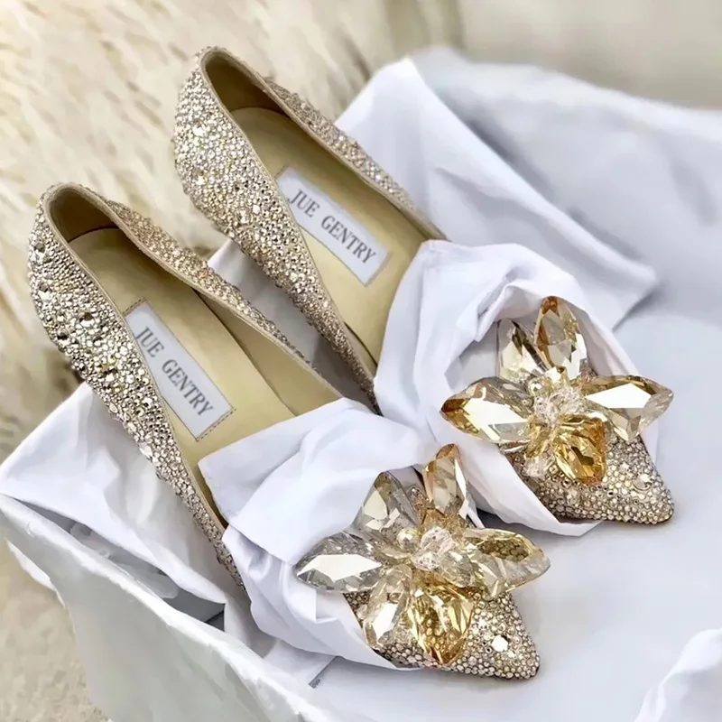 Charmant Champagne Kristal Bruidsschoenen 2020 Rhinestone 9 cm ...