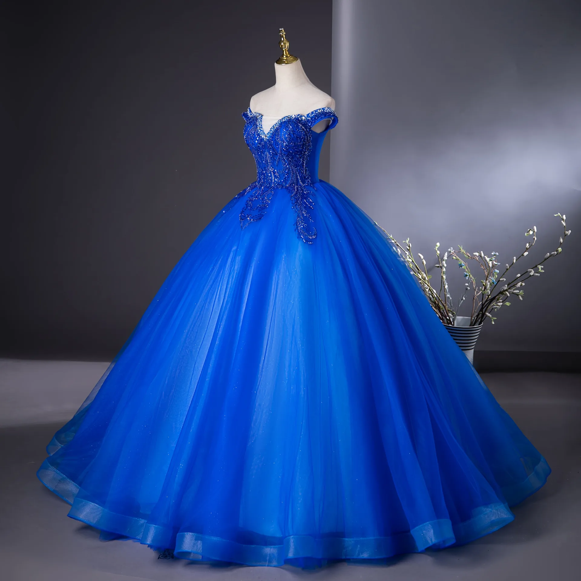 Vintage / Retro Royal Blue Beading Pearl Sequins Prom Dresses 2024 Ball ...
