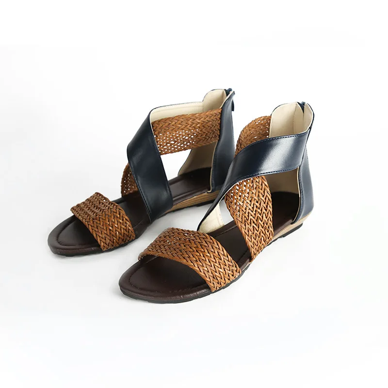 Roman Black Casual Summer Flat Womens Sandals 2021 Braid X-Strap Open ...