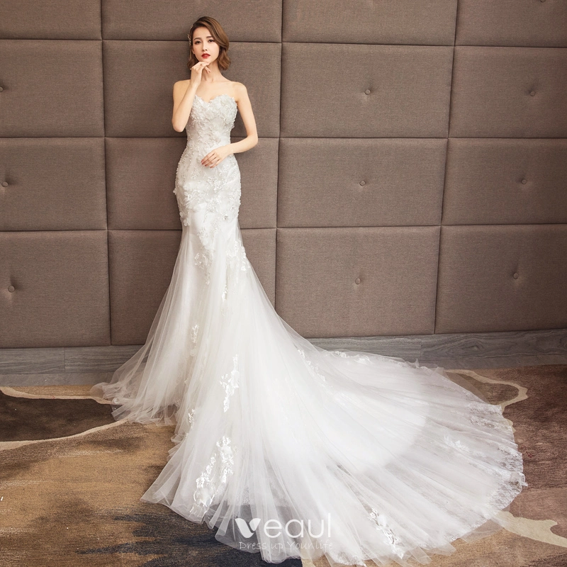 Charming Ivory Wedding Dresses 2019 Trumpet / Mermaid Sweetheart ... Charming Ivory Wedding Dresses 2019 Trumpet / Mermaid Sweetheart ...