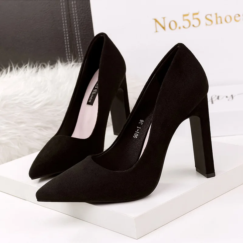 Modest / Simple Red Casual Suede Pumps 2020 10 cm Thick Heels Pointed ...