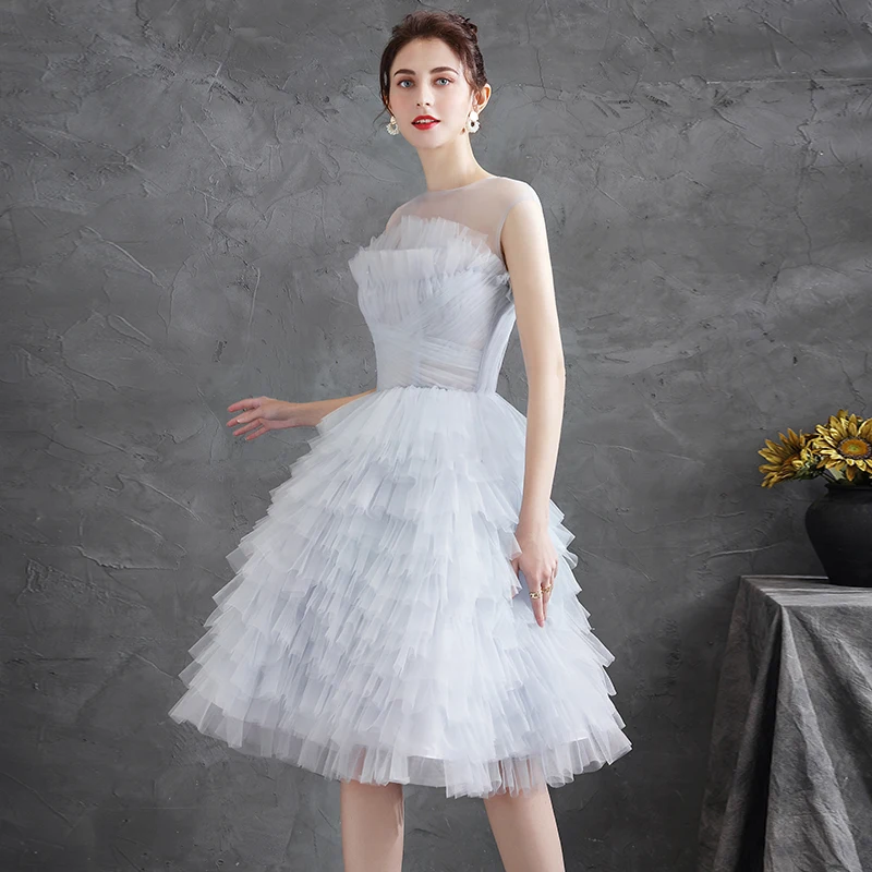 Modern / Fashion Grey Pleated Cocktail Dresses Party Dresses 2021 A ...