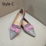 Sparkly Gradient-Color Prom Flat Womens Shoes 2020 Sequins Bow Pointed ...