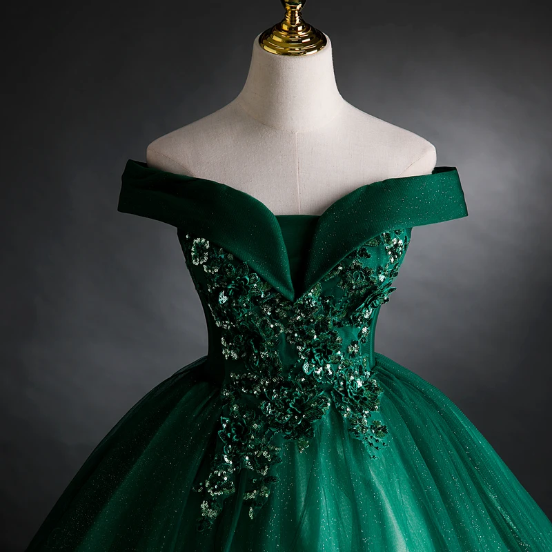 Elegante Dunkelgrün Ballkleider 2021 Ballkleid Off Shoulder ...