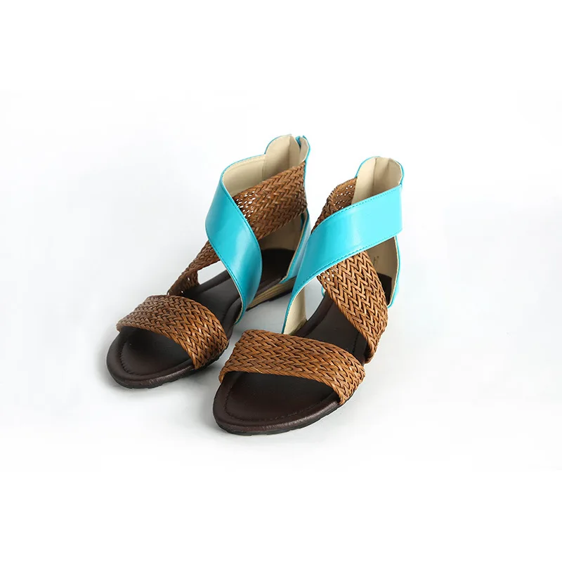 Roman Black Casual Summer Flat Womens Sandals 2021 Braid X-Strap Open ...