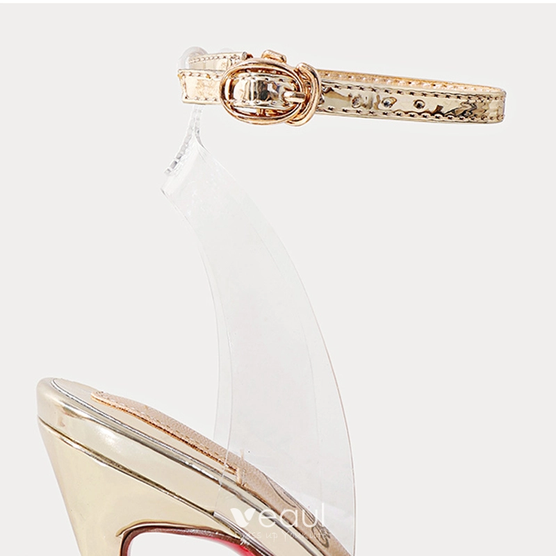 Sexy Transparent Gold Evening Party Rhinestone Womens Sandals 2020 ...
