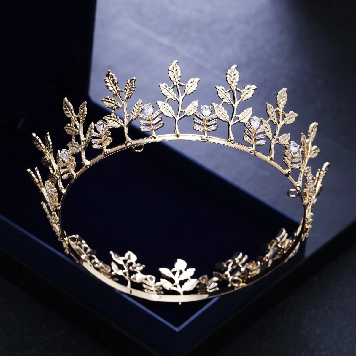 Simple Doré Feuille Tiare 2018 Métal Faux Diamant Mariage Accessorize