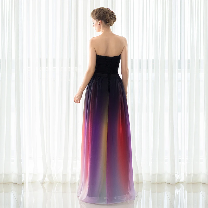 Colored Gradient-Color Chiffon Evening Dresses 2018 A-Line / Princess ...