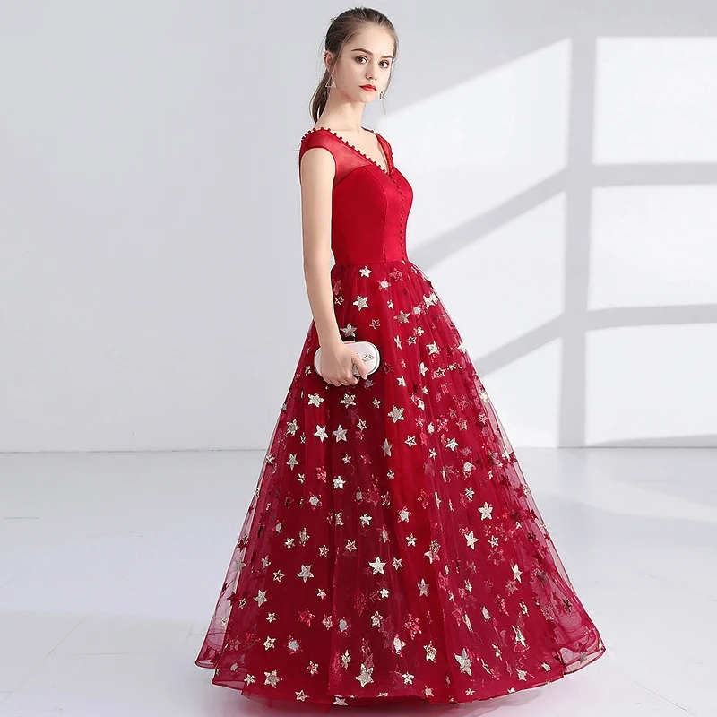 Chic / Beautiful Red Evening Dresses 2017 A-Line / Princess Pearl V ...