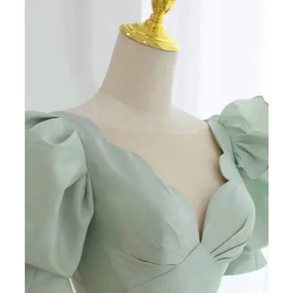 Vintage Retro Sage Green Prom Dresses A Line Princess 2021 Scoop