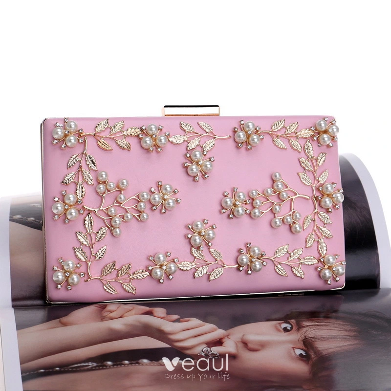 Chic / Beautiful Gold Pearl Rhinestone Evening Party Clutch Bags 2023