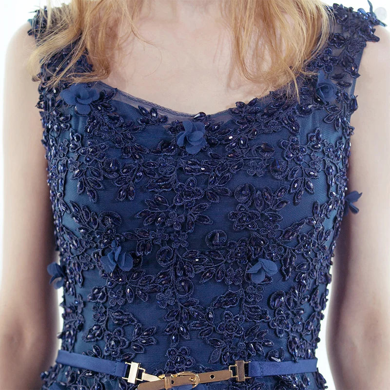 Elegant Ink Blue Prom Dresses 2017 A-Line / Princess Scoop Neck ...