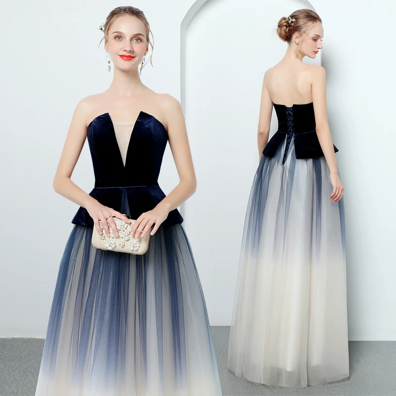 Modern / Fashion Navy Blue Evening Dresses 2018 A-Line / Princess ...
