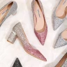 Sparkly Gradient Color Fuchsia Wedding Shoes 2020 Glitter Sequins 6 Cm ...