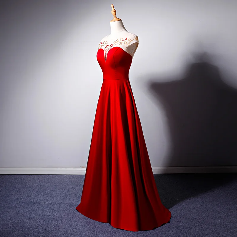 Classy Red See-through Evening Dresses 2019 A-Line / Princess Scoop ...