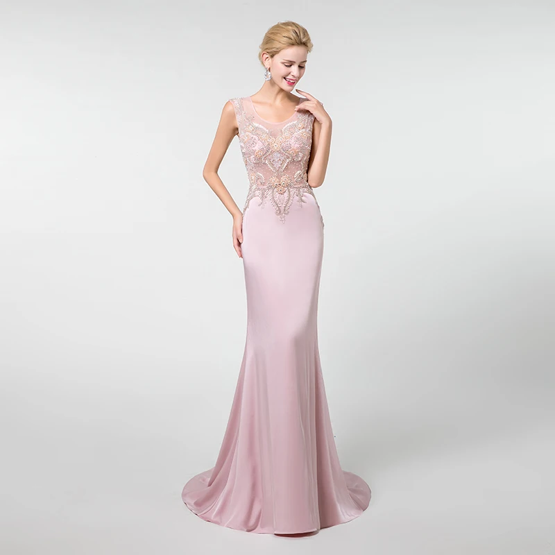 Illusion Candy Pink See-through Evening Dresses 2019 Trumpet / Mermaid ...