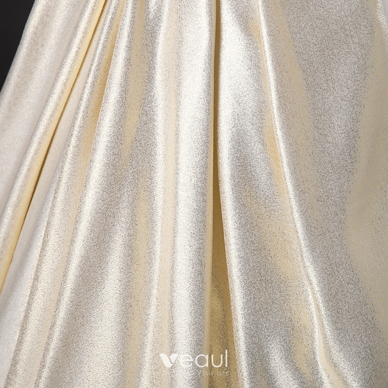 Elegant Gold Prom Dresses 2024 Ball Gown Off-The-Shoulder Puffy Short ...