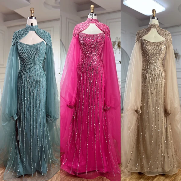 High-end Caramel Handmade Beading Sequins Prom Dresses 2024 Trumpet ...