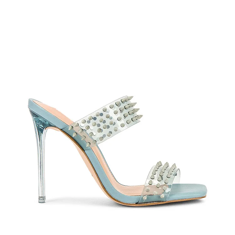 Sexy Transparent Pool Blue Rivet Evening Party Womens Sandals 2022 11 ...
