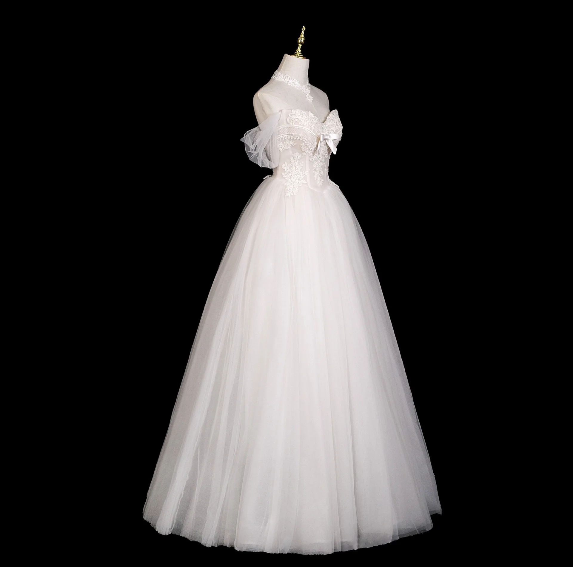 Enkel Lett Hvit Beading Perle Blonder Blomst Brudekjoler 2025 Prinsesse ...