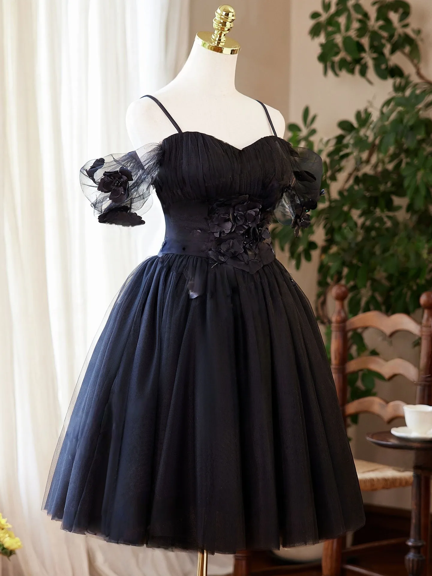 Chic / Beautiful Black Pearl Appliques Homecoming Short Graduation ...
