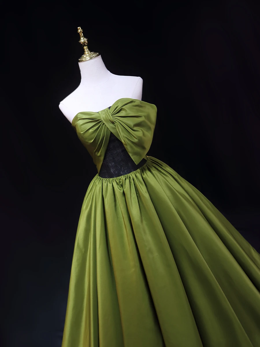 Fashion Clover Green Prom Dresses 2024 Ball Gown Strapless Bow ...