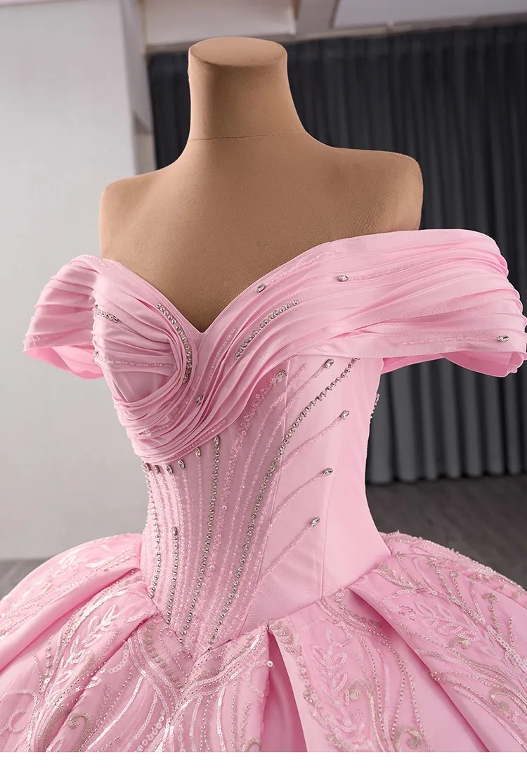 Charmant Rougissant Rose Fait main Faux Diamant Paillettes Robe De ...