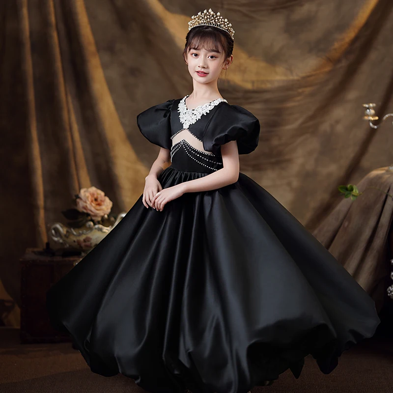 Style Audrey Hepburn Noire Perle Faux Diamant En Dentelle Fleur Satin ...