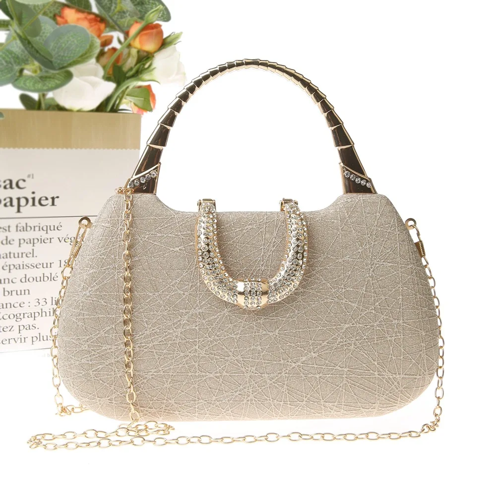 Bling Bling Gull Aften Rhinestone Clutch Veske 2023