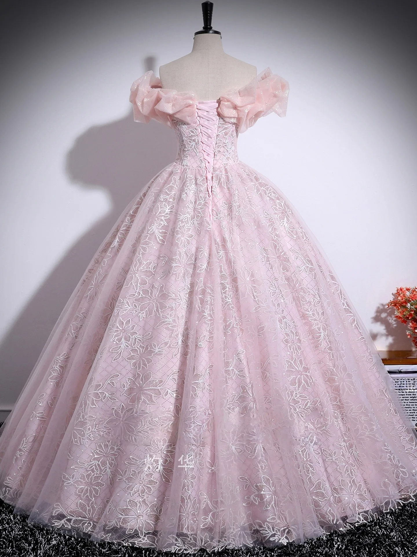 Elegante Rosa Perlenstickerei Spitze Blumen Glanz Pailletten ...
