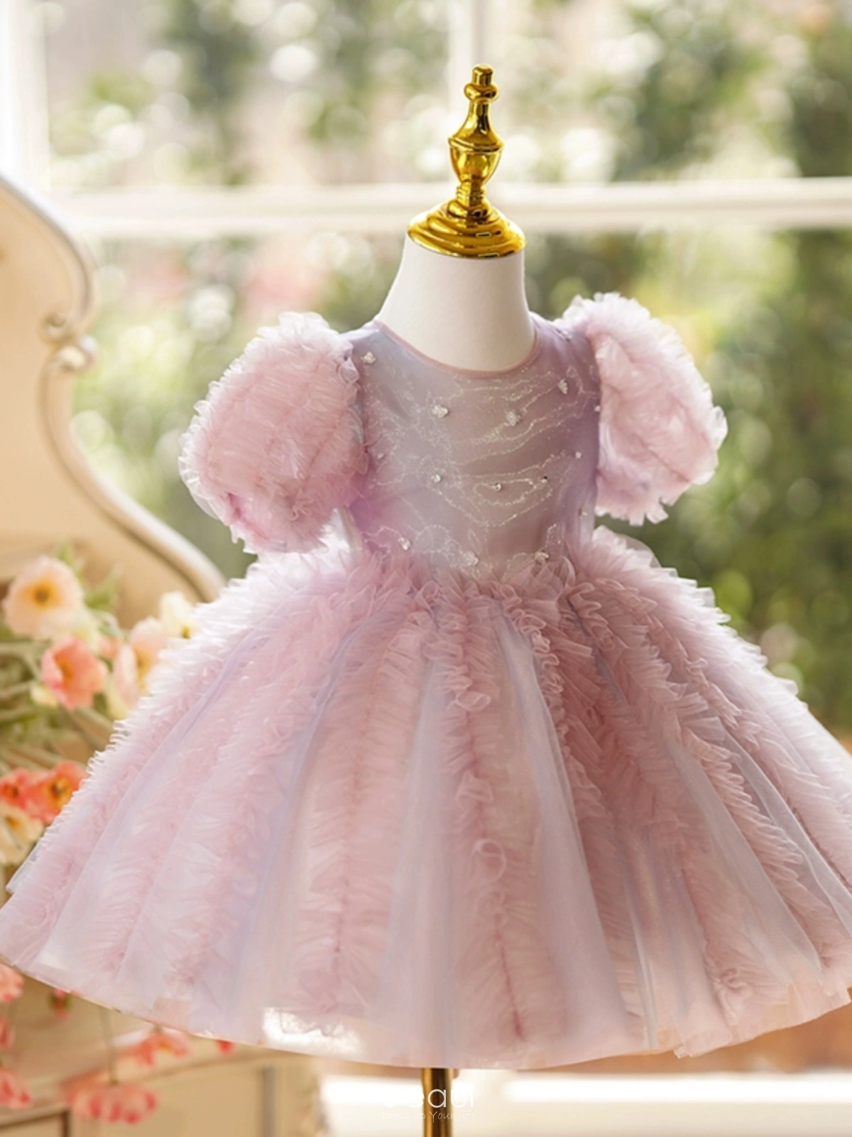 Chic / Beautiful Blushing Pink Birthday Ruffle Short Flower Girl ...