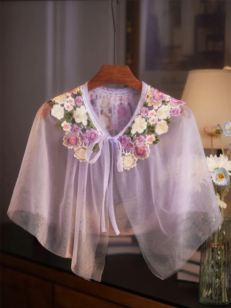 Flower Fairy Lavender Lace Flower Tulle shawl 2025