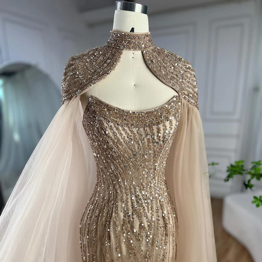 High-end Caramel Handmade Beading Sequins Prom Dresses 2024 Trumpet ...