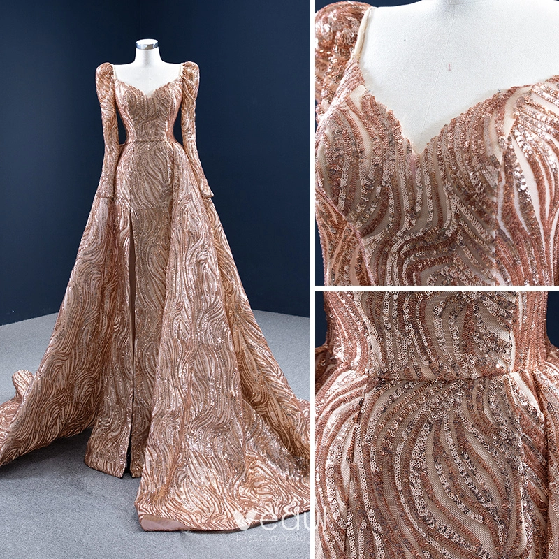 Haut de Gamme Scintillantes Doré Paillettes Robe De Soirée 2021 ...